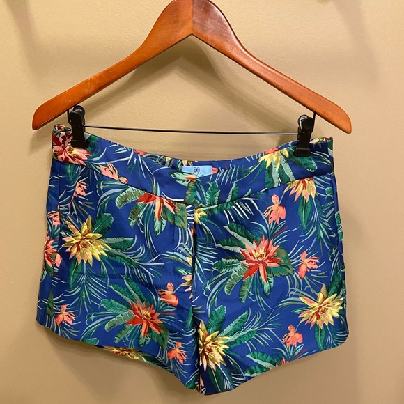 CeCe | Shorts | Cece Havana Fiesta Blue Floral Jacquard Shorts | Poshmark